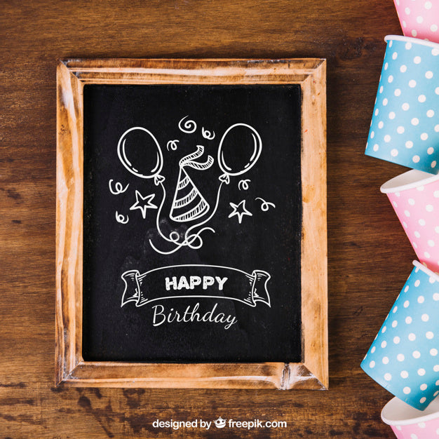 Free Chalkboard Mockup With Birthday Design Psd – DreamBundles