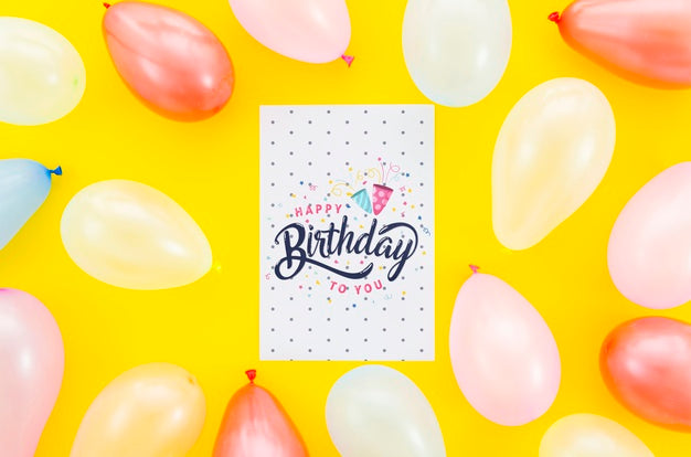 Free Mock-Up Ballons And Birthday Card Psd – DreamBundles