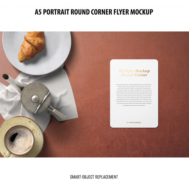 Free A5 Round Corner Flyer Mockup Psd – DreamBundles