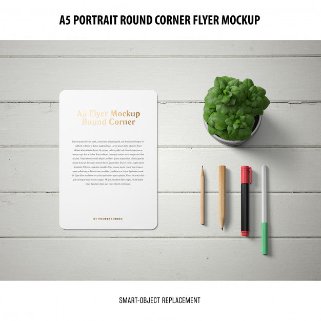 Free A5 Round Corner Flyer Mockup Psd – DreamBundles