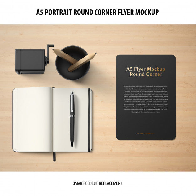 Free A5 Round Corner Flyer Mockup Psd – DreamBundles