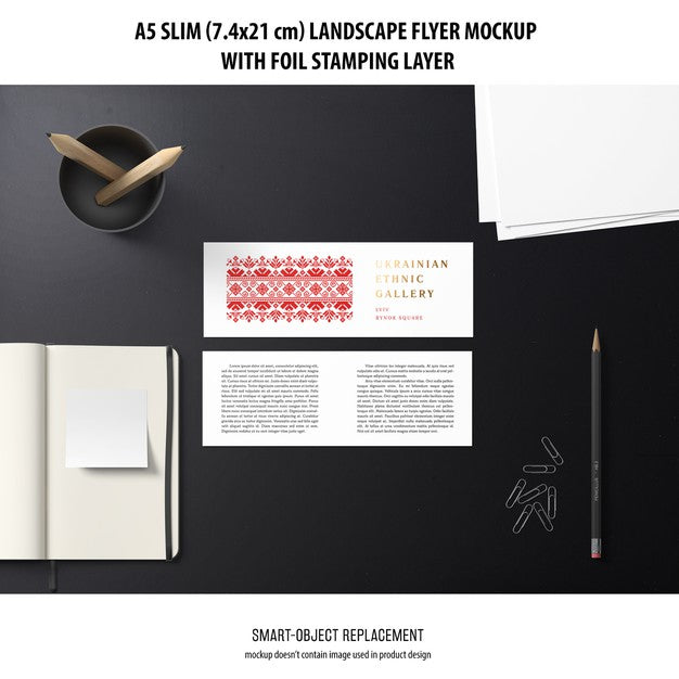 Free A5 Slim Landscape Flyer Mockup Psd – DreamBundles