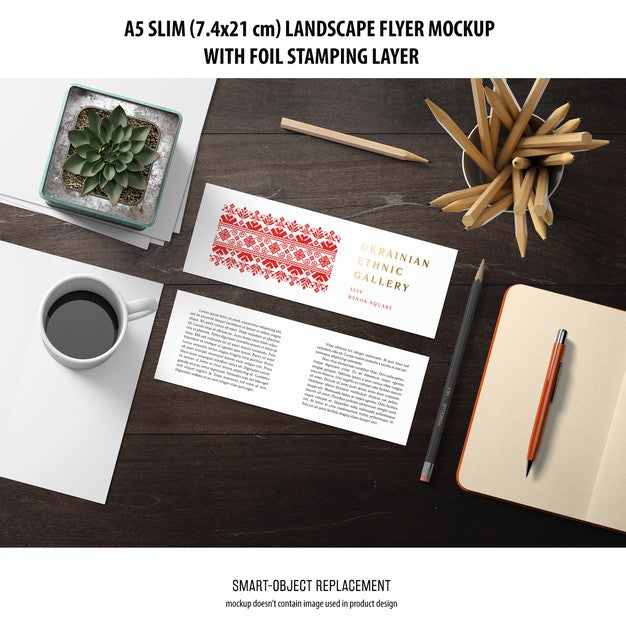 Free A5 Slim Landscape Flyer Mockup Psd – DreamBundles