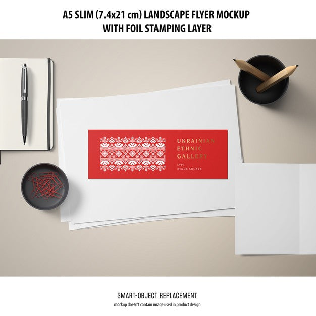Free A5 Slim Landscape Flyer Mockup Psd – DreamBundles