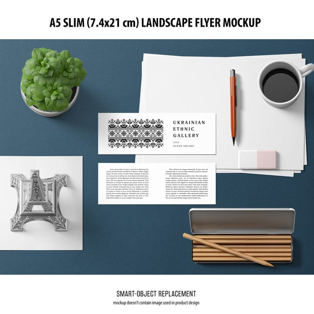 Free A5 Slim Landscape Flyer Mockup Psd – DreamBundles