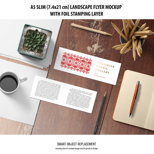 Free A5 Slim Landscape Flyer Mockup Psd – DreamBundles