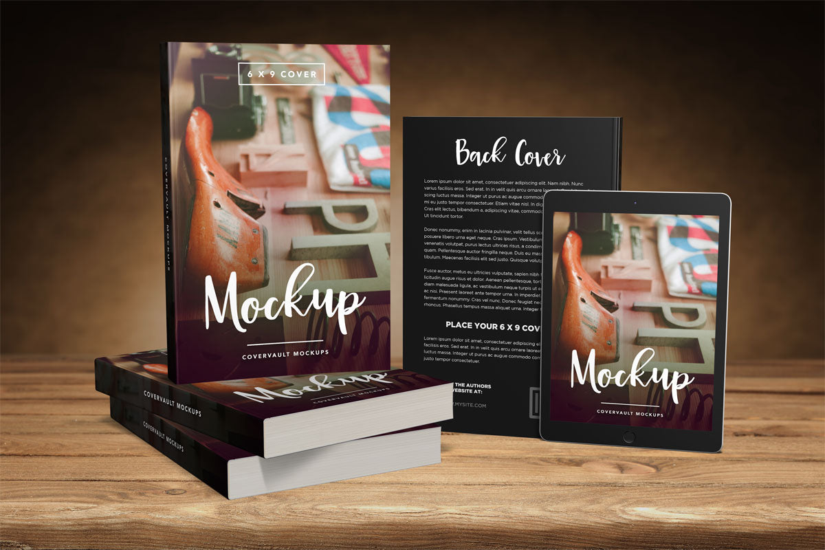 Free Big 6 X 9 Book Promo Mockup With Tablet – DreamBundles