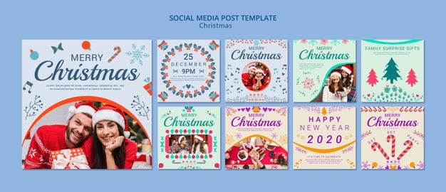 Free Christmas Social Media Post Template Set Psd – DreamBundles