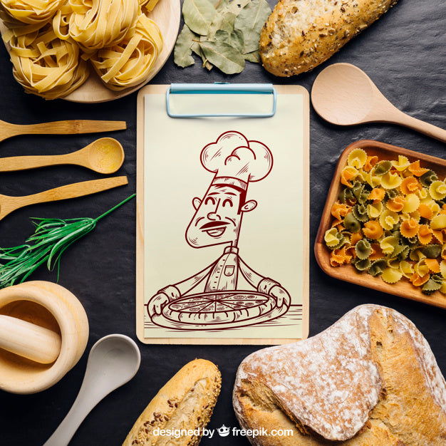 Free Clip Board Mockup With Pizza Design Psd – DreamBundles