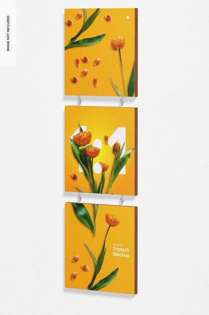 Free Hanging Triptych Mockup, Right View Psd – DreamBundles
