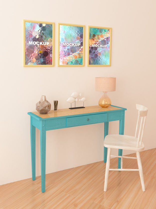 Free Mockup Of Frames Above Little Table Psd – DreamBundles