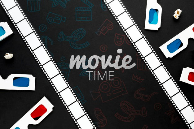 Free Movie Time With Film Strip And 3D Glasses Psd – DreamBundles