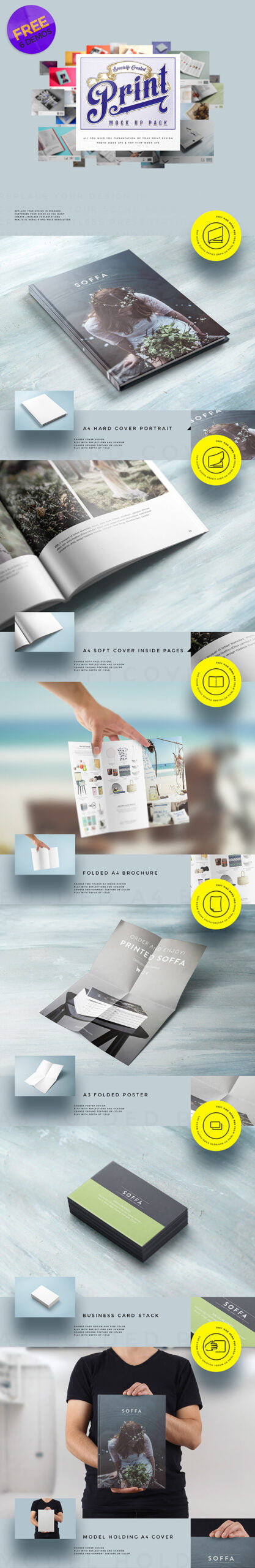 Free Print Mockup Pack – 6 Demo Psds – DreamBundles