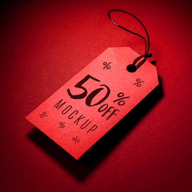 Free Red Price Tag With Shadow Black Friday Sales Mock-Up Psd ...