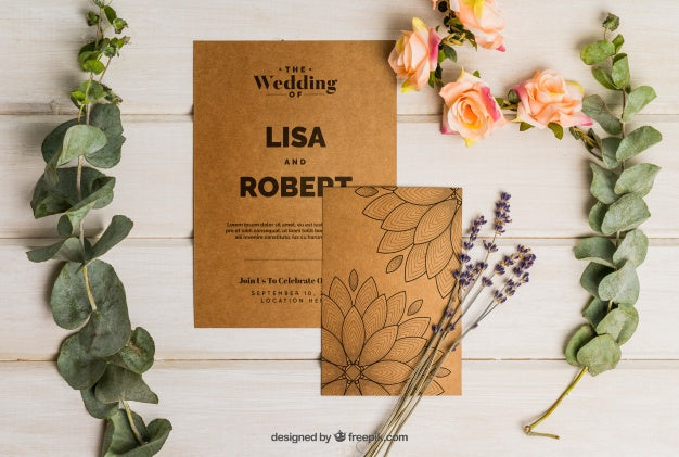 Free Romantic Cardboard Wedding Set Psd – DreamBundles