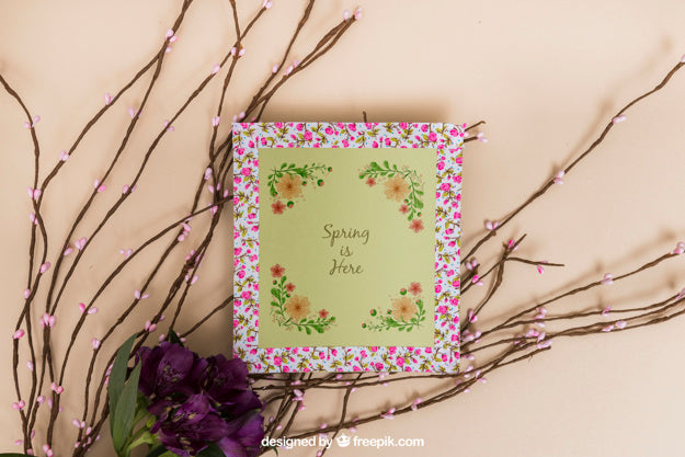Free Spring Mockup With Floral Frame Psd – DreamBundles