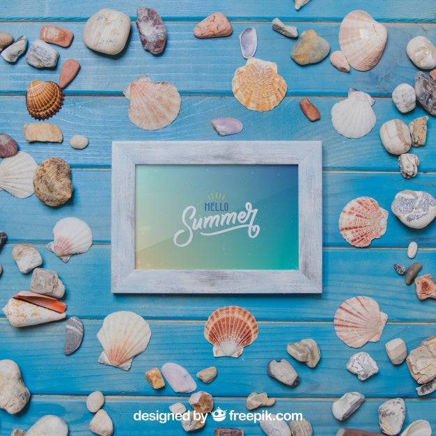 Free Summer Theme With Shells And Frame Psd – DreamBundles