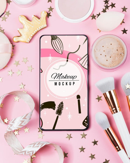 Free Top View Of Makeup Mock-Up Concept Psd – DreamBundles